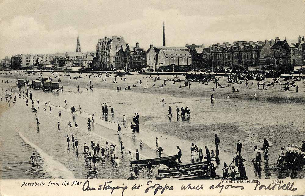 Enlargement of a view of Portobello from the Pier - Valentine Postcard ...