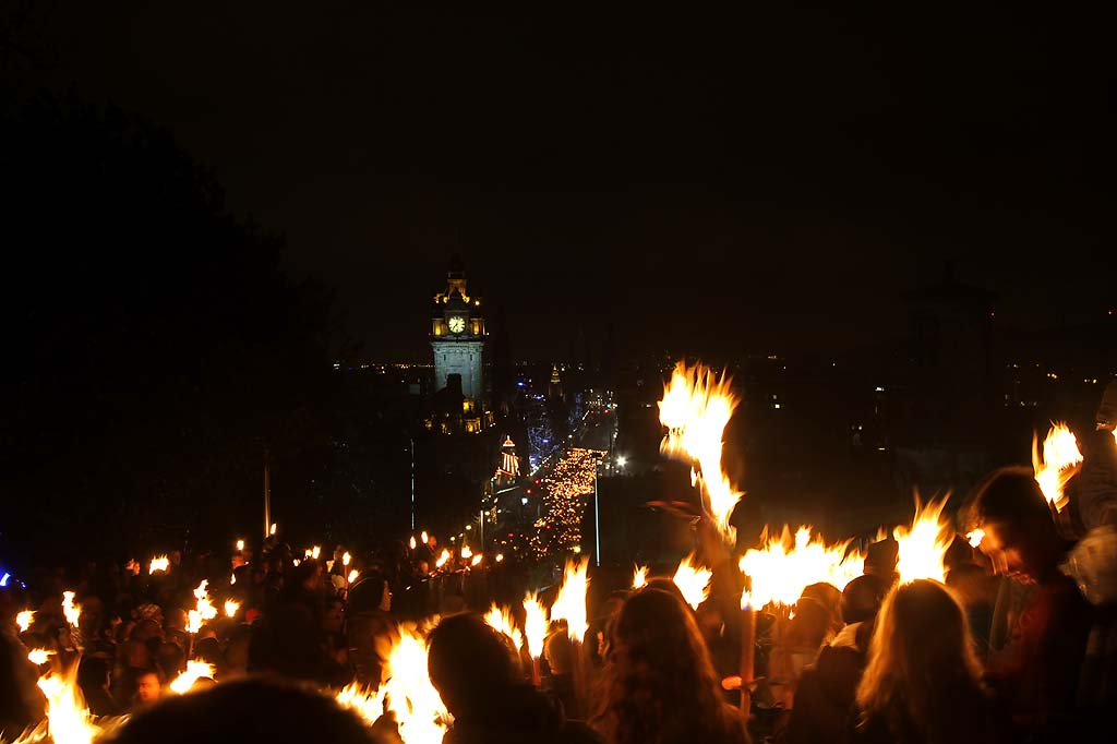Photo taken at Calton Hill on the evening of the Torchlight Procession ...