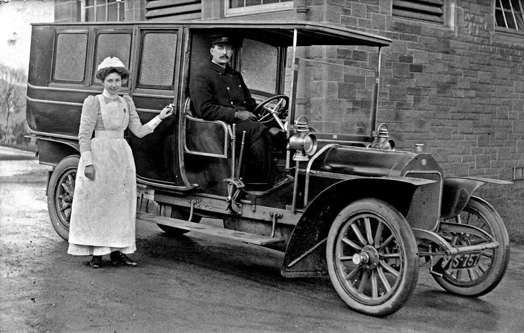 Photograph taken in 1907 - Nurse Miss Mary Barrie Scott standing beside ...