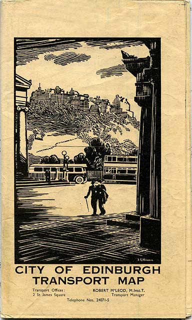 Edinburgh Tramsport Map - Trams and Buses - 1938